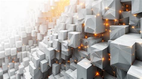 A Large Group Of White Cubes With Glowing Lights On Them Ai Stock Illustration Illustration
