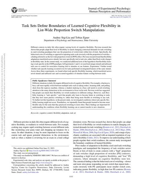 Task Sets Define Boundaries Of Learned Cognitive Flexibility In List Wide Proportion Switch