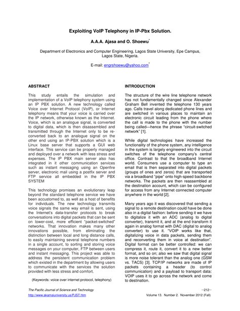 PDF Exploiting VoIP Telephony In IP Pbx Solution