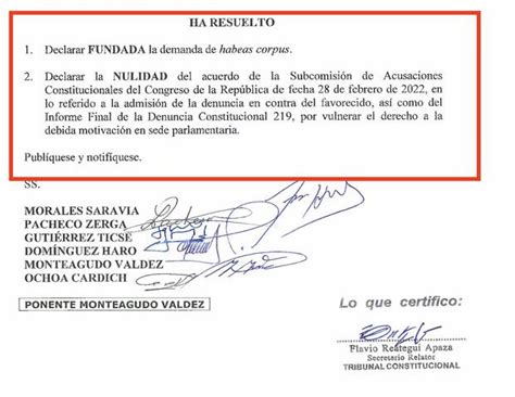 Pedro Castillo Tc Ordena Anular Informe Final De Denuncia Por Traición