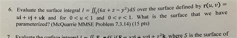 Surface Integral Question Not Sure How To Parameterize R Askmath