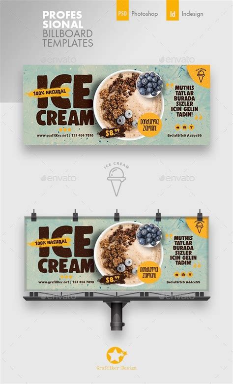 Ice Cream Billboard Templates With Blueberries And Cereal
