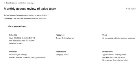Create Access Certification Campaign With Notificationsettings Via Api
