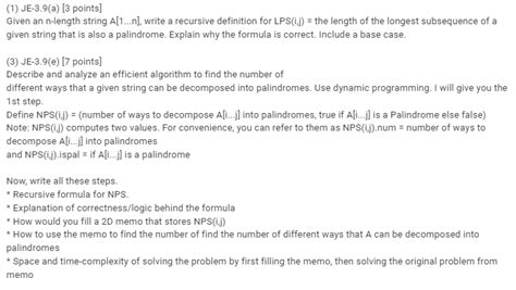 Solved 1 Je 39a 3 Points Given An N Length String