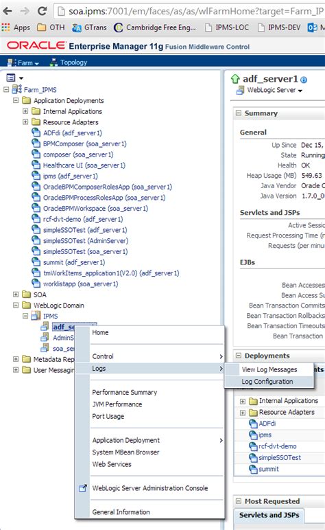 How To Change Logging Level Of Standalone Or Integrated WebLogic In JDeveloper For Example How