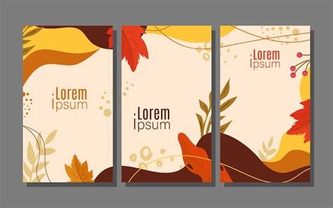 Premium Vector Flat Design Abstract Autumn Card Template Collection