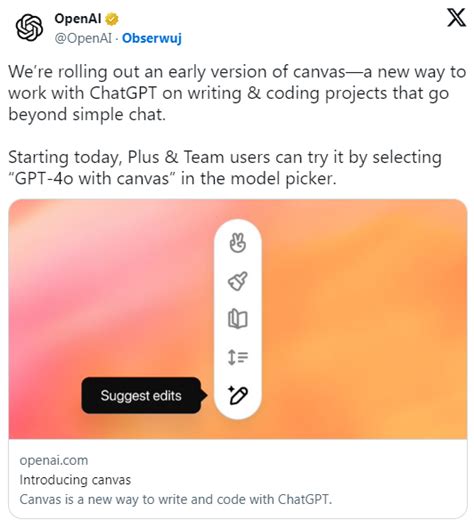 Nowość od OpenAI, którą musisz znać! ChatGPT 4o with canvas
