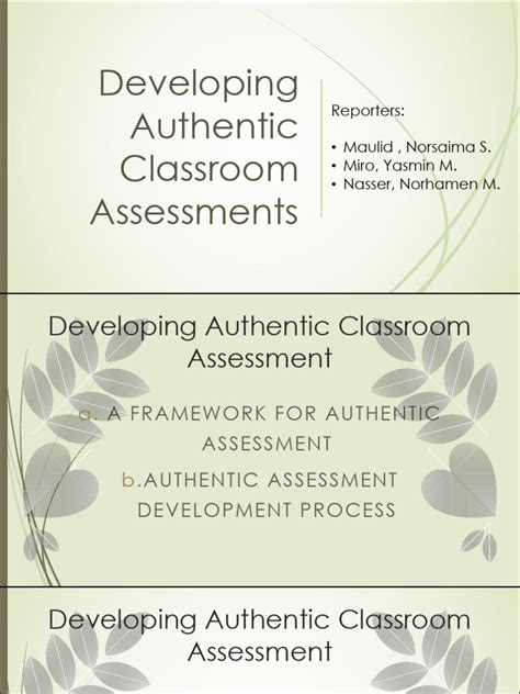 Framework Authentic Assessment Pdf