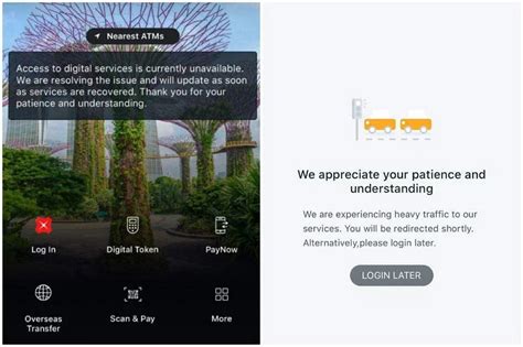 dbs digibank paylah app services disrupted users unable to log in