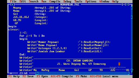 Turbo Pascal Menampilkan Gaji Karyawan Program Array YouTube