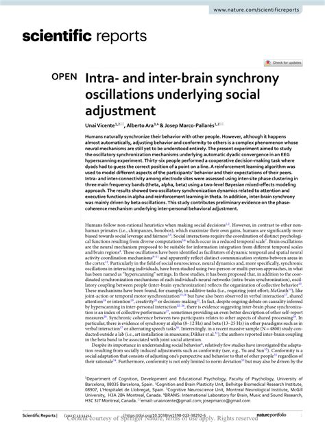 Pdf Intra And Inter Brain Synchrony Oscillations Underlying Social Adjustment
