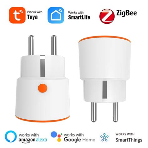 Tuya Smart Zigbee Plug Socket A EU Multi Plug Outlet W Power Meter Remote Control