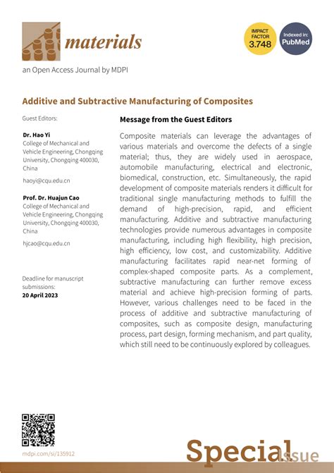 Pdf Special Issue Additive And Subtractive Manufacturing Of Composites