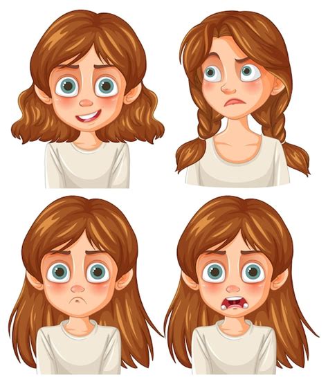 Free Vector Girls Various Facial Expressions