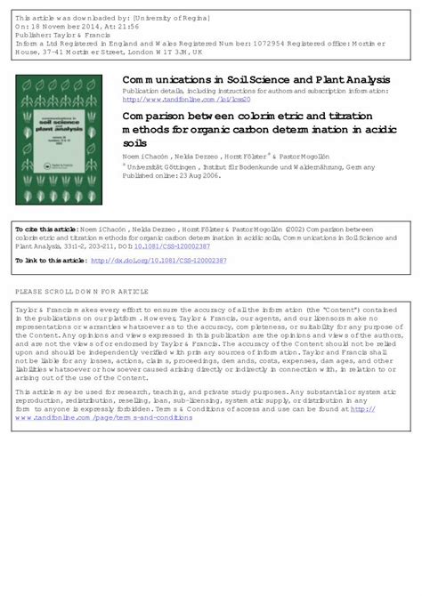 Pdf Comparison Between Colorimetric And Titration Methods For Organic