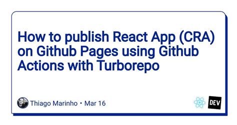 How To Publish React App Cra On Github Pages Using Github Actions
