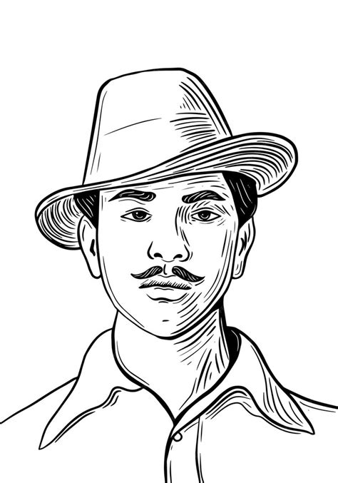 Premium Vector Hand Drawn Indian Freedom Fighter Bhagat Singh Vector Portrait