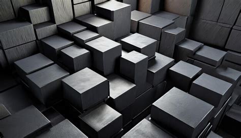 Black Solid Cubes With A Shadow Of The Same Size Located In Space At