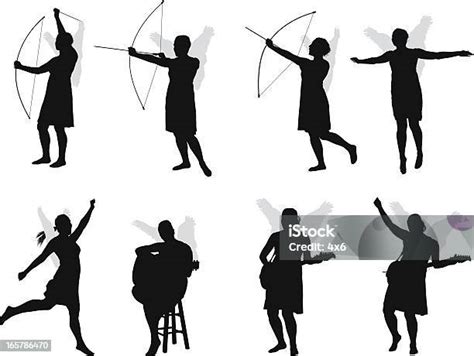 Cupidon Ange Avec Arc Et Flèche Ou De Guitar Vecteurs Libres De Droits