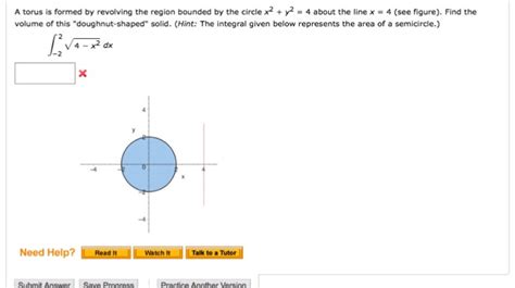 solved a torus is formed by revolving the region bounded by