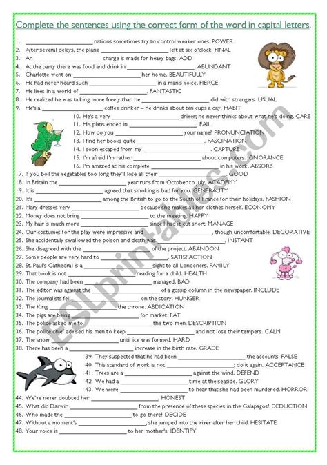 Word Formation Exercise ESL Worksheet By Silvia