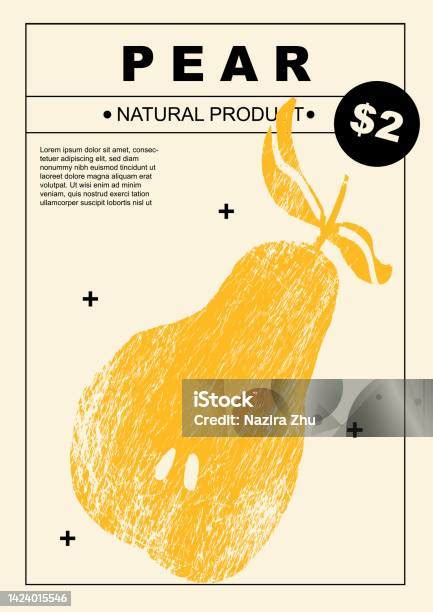 배 추상적 인 그리기 디자인의 과일과 채소 포스터 세트 라벨 또는 포스터 가격표 심플하고 평평한 디자인 패턴과 배경 포스터 커버 배너에 적합합니다 0명에 대한 스톡 벡터