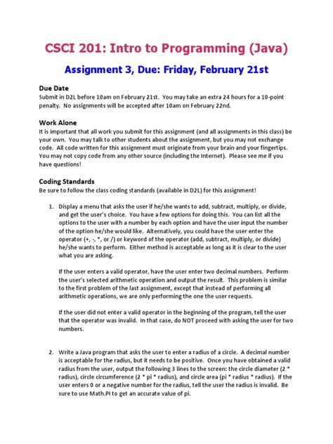 Csci 201 Assignment 3 Pdf Pi Quadratic Equation