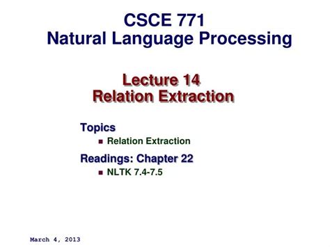 Ppt Lecture 14 Relation Extraction Powerpoint Presentation Free