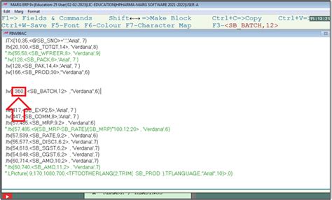 how to print item batch number in bill format in marg software