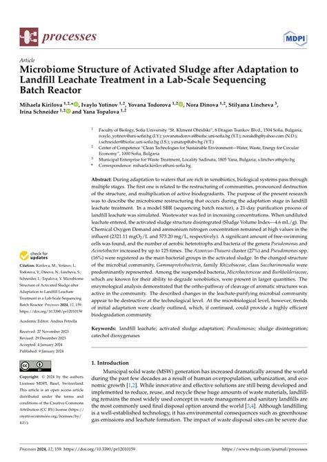 Pdf Microbiome Structure Of Activated Sludge After Adaptation To Landfill Leachate Treatment