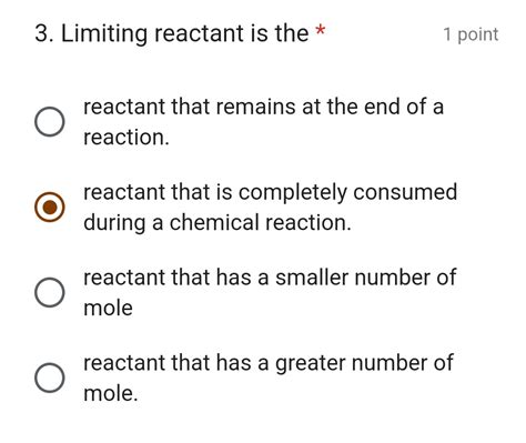 3 Limiting Reactant Is The 1 Point Reactant Studyx