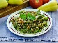 Стручковая фасоль с печеным сладким перцем. Рецепт с фото