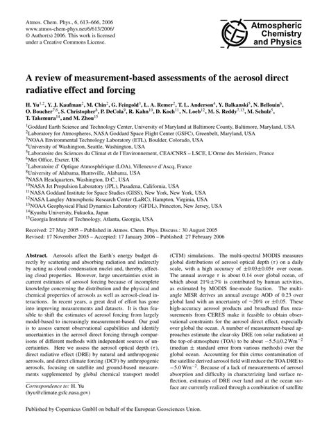 Pdf A Review Of Measurement Based Assessments Of The Aerosol Direct
