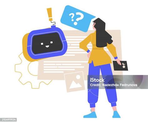 A Girl Communicates With A Chat Bot Using A Language Model Stock Illustration Download Image