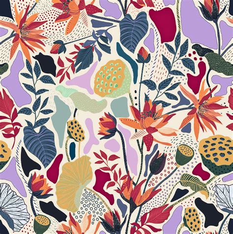 Abstract Floral Print Pattern For Textile Design