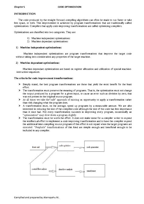 Chapter 5 Code Optimization Techniques For Final Exam Cs101 Studocu