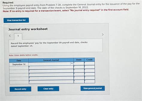 Solved Required Using The Employee Payroll Entry From
