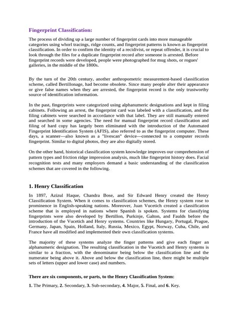 Fingerprint Classification Pdf Fingerprint Biometrics
