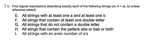 Solved 1 Find Regular Expressions Describing Exactly Each