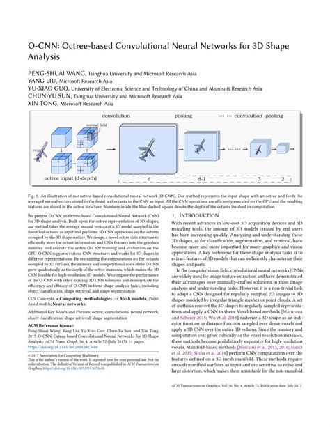 Pdf O Cnn Octree Based Convolutional Neural Networks For · O Cnn