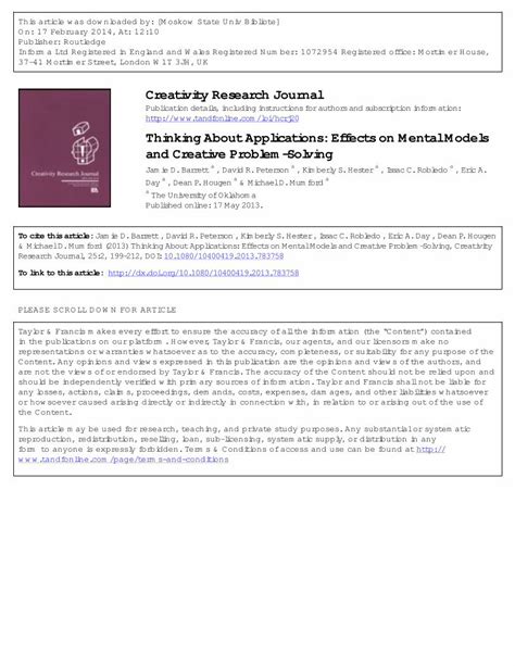 Pdf Thinking About Applications Effects On Mental Models And