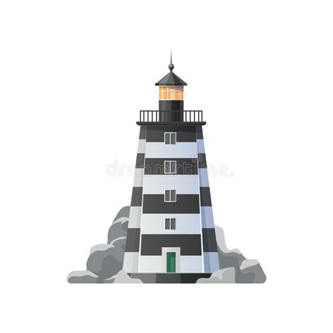 Retro Sea Lighthouse Building Vector Icon Stock Vector Illustration Of Tourism Building