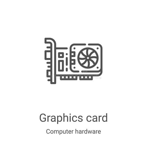 Graphics Card Icon Vector From Computer Hardware Collection 细线图形卡轮廓图标矢量图示 线性 向量例证 插画 包括有 电子