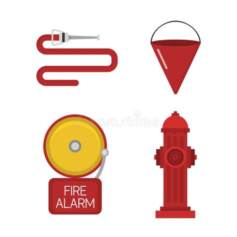 Vector Set Firefighter Fire Safety Icons Stock Vector Illustration Of
