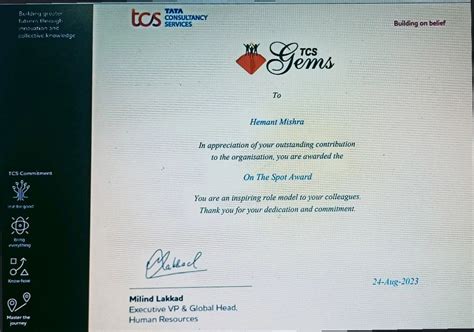 Hemant Mishra On Linkedin Tcs Tcsgems Tataconsultancyservices