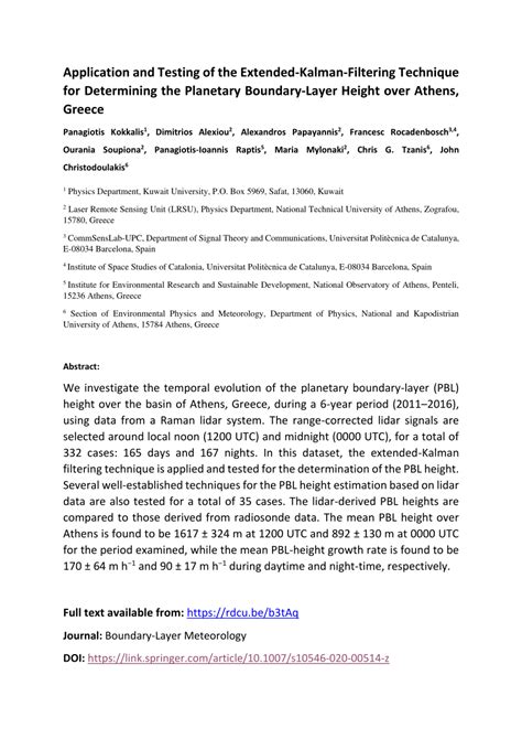Pdf Application And Testing Of The Extended Kalman Filtering