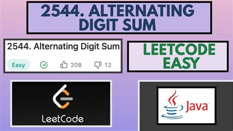 Leetcode 2544 Alternating Digit Sum Easy Java Solution Youtube