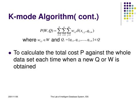 Ppt Extensions To The K Means Algorithm For Clustering Large Data Sets With Categorical Values