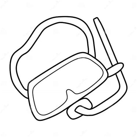 Mask And Snorkel For Swimming In Doodle Style Sketch Of Goggles For