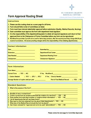 Fillable Online Form Approval Routing Sheet Revised Fax Email Print PdfFiller